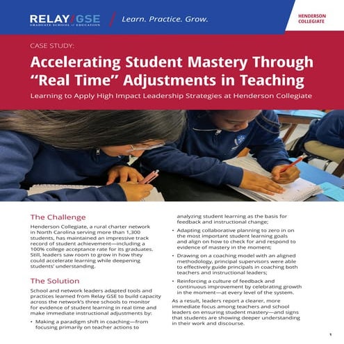 Case study of Henderson Collegiate by Relay/GSE | PDF