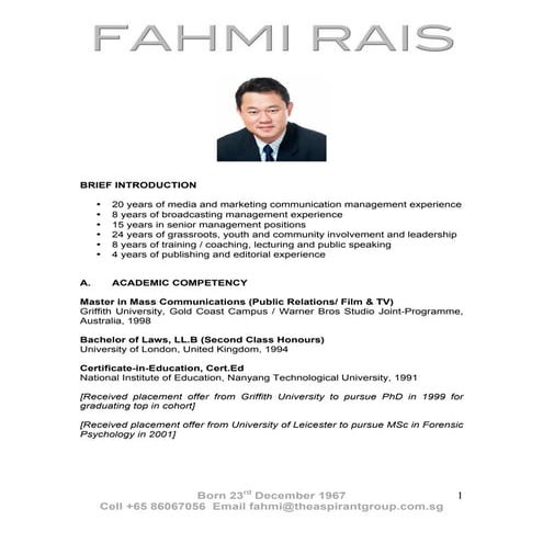 FAHMI RAIS CV 2015 | PDF