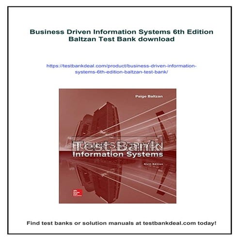 Business Driven Information Systems 6th Edition Baltzan Test Bank | PDF