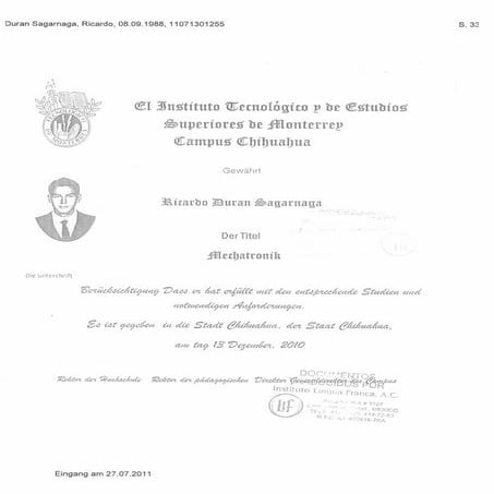 Engineering Certificate German | PDF