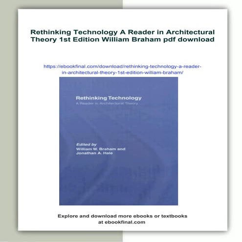 Rethinking Technology A Reader in Architectural Theory 1st Edition ...