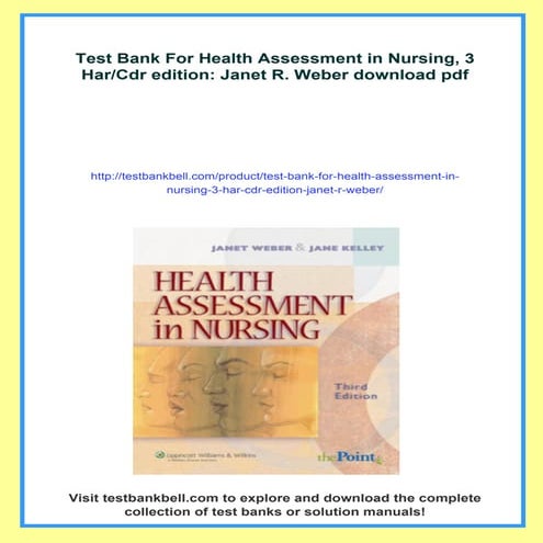 Test Bank For Health Assessment in Nursing, 3 Har/Cdr edition: Janet R ...