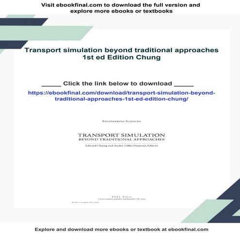 Transport simulation beyond traditional approaches 1st ed Edition Chung ...