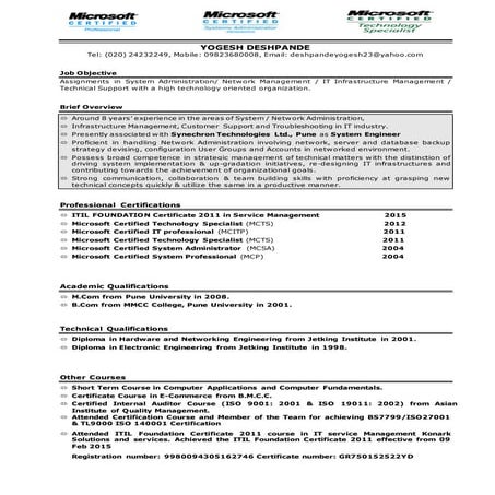 Yogesh Deshpande Resume | DOCX