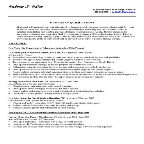 Andrew Adler resume 2016 | DOCX