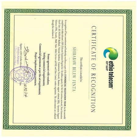 Certificate of Achivement - Telecom Expansion Project | PDF