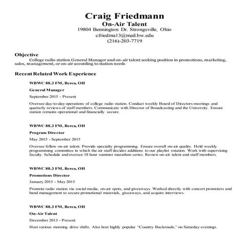 Craig Friedmann Resume (1) | PDF
