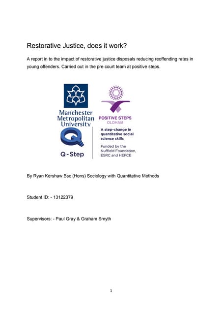 Restoring Justice: Working to Create Wholeness and Peace through Accountability and Healing | PPT