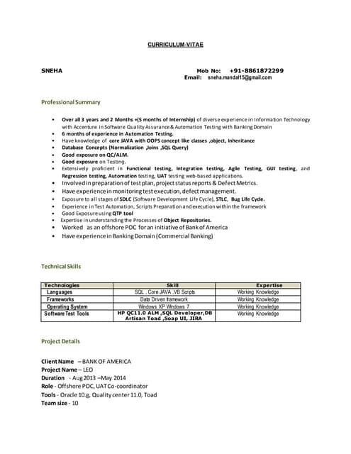 Sneha Mandal, Software tester at accenture at Accenture