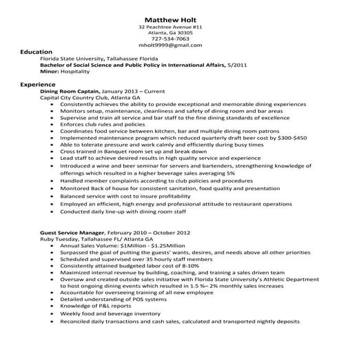 Matthew Holt Resume 2016 | DOC