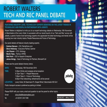 Robert Walters Tech and Rec Invitation - November 16th | PDF