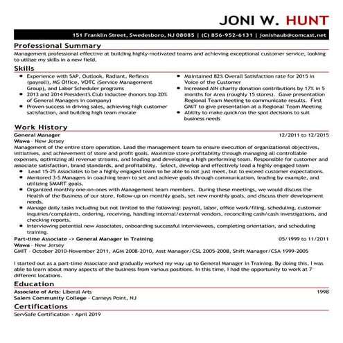 Joni W. Hunt Resume 1 | PDF | Business | Business and Finance