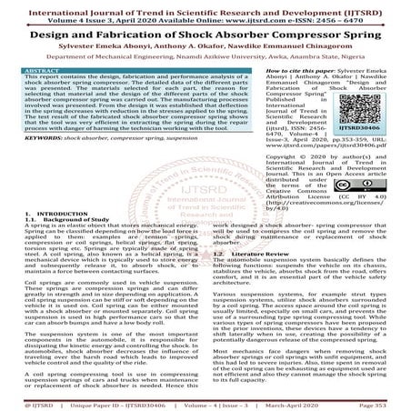 Design and Fabrication of Shock Absorber Compressor Spring | PDF