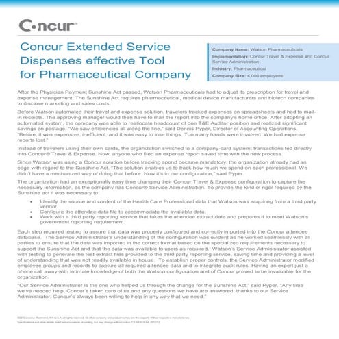 Watson Pharmaceuticals- A Concur Case Study on Sunshine Act Compliance ...