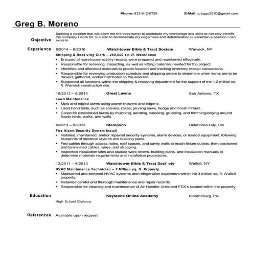 Greg B. Moreno - Resume' | PDF
