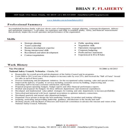 Brian F Flaherty Resume | DOCX