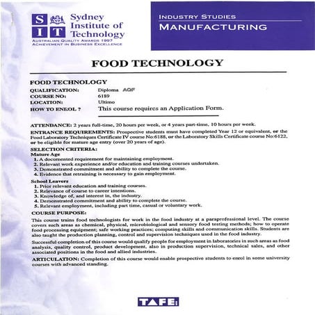 Food Tech Course Summary | PDF