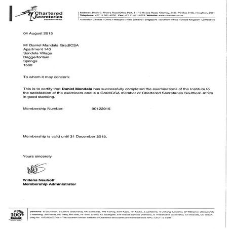 Letter in Good Standing | PDF