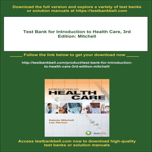 Test Bank for Introduction to Health Care, 3rd Edition: Mitchell | PDF