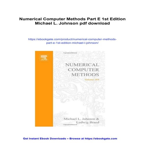 Numerical Computer Methods Part E 1st Edition Michael L. Johnson | PDF