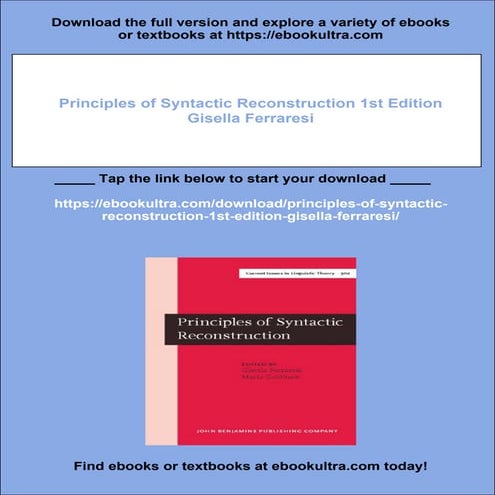 Principles of Syntactic Reconstruction 1st Edition Gisella Ferraresi | PDF