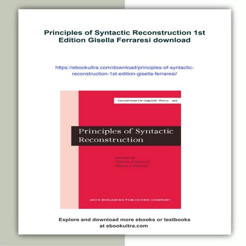 Principles of Syntactic Reconstruction 1st Edition Gisella Ferraresi | PDF