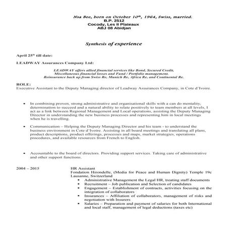 Nsa_CV English_July 2016 | DOC | Human Resources | Business