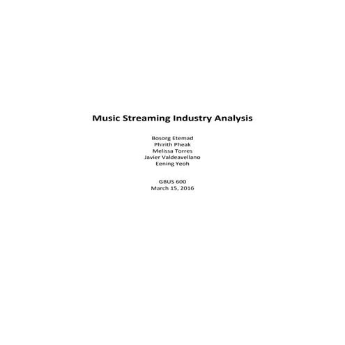 Music Streaming Industry Analysis | PDF