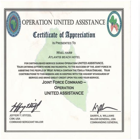 Operation United Assistance Certificate | PDF