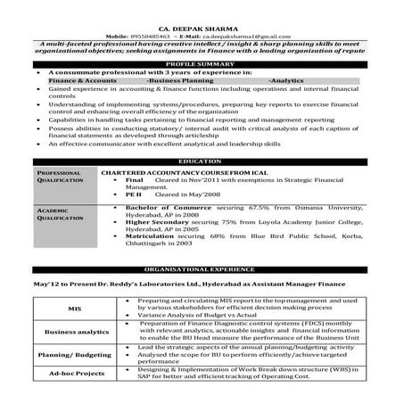 CA DEEPAK SHARMA- CV | DOCX