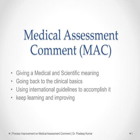 Medical Assessment Comment_Improvement Initiative | PPTX