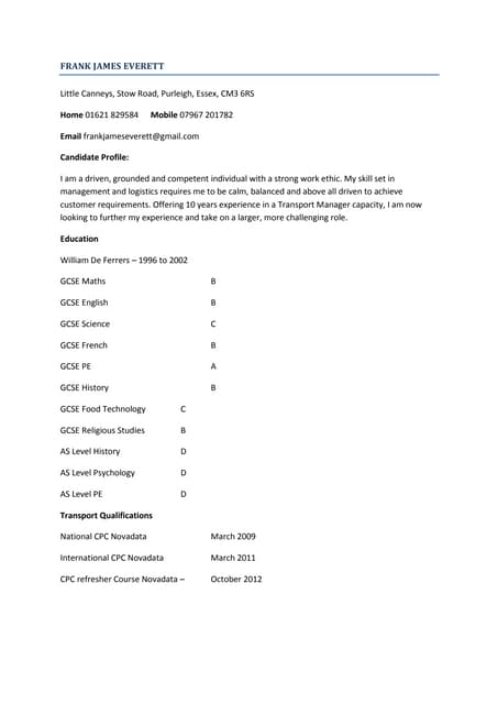 Lee Shipp CV 1 | PDF