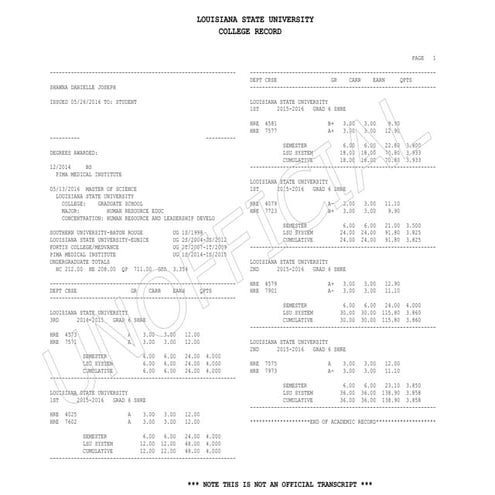 LSU Transcript | PPT