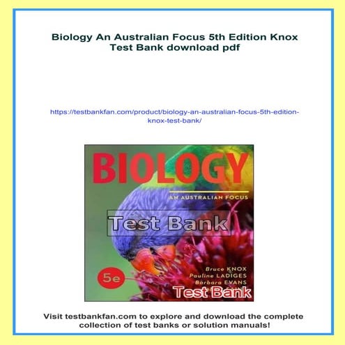 Biology An Australian Focus 5th Edition Knox Test Bank | PDF
