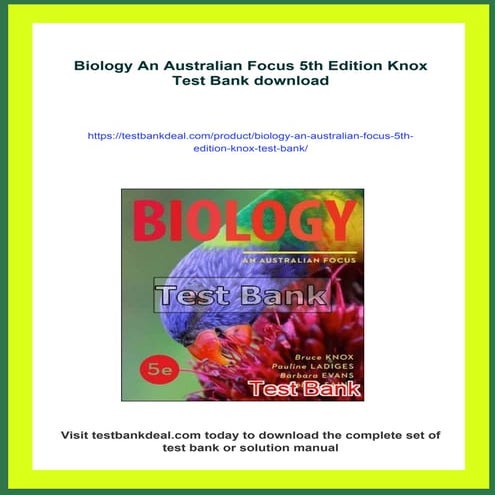 Biology An Australian Focus 5th Edition Knox Test Bank | PDF