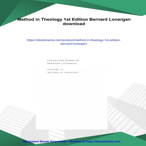 Method in Theology 1st Edition Bernard Lonergan | PDF