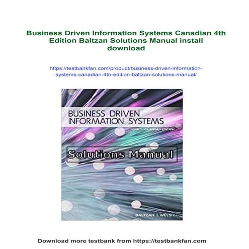 Business Driven Information Systems Canadian 4th Edition Baltzan ...