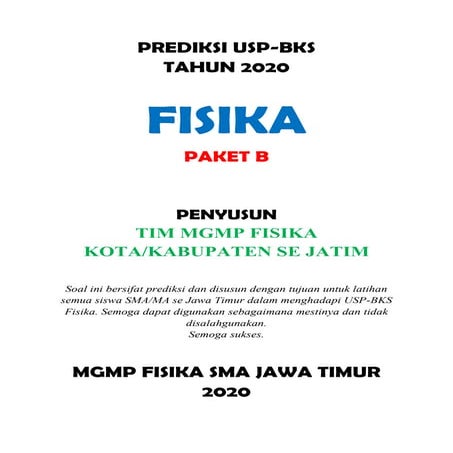 69231 predisksi usp bks fisika paket b soal | PDF