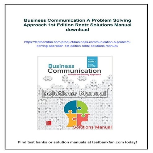 Business Communication A Problem Solving Approach 1st Edition Rentz ...