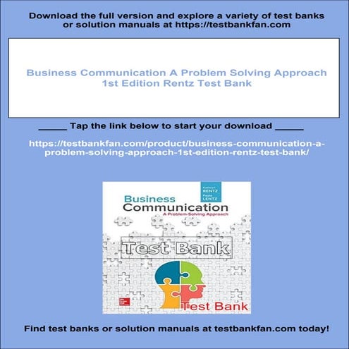 Business Communication A Problem Solving Approach 1st Edition Rentz ...