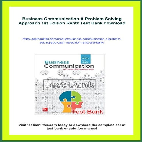 Business Communication A Problem Solving Approach 1st Edition Rentz ...