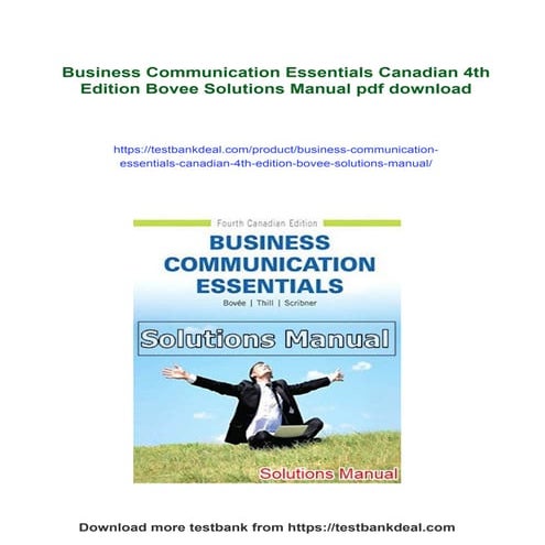 Business Communication Essentials Canadian 4th Edition Bovee Solutions ...