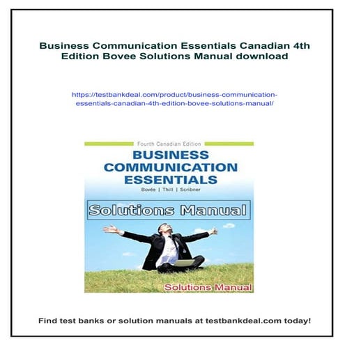 Business Communication Essentials Canadian 4th Edition Bovee Solutions Manual | PDF