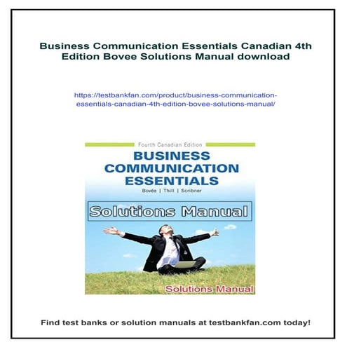 Business Communication Essentials Canadian 4th Edition Bovee Solutions Manual | PDF