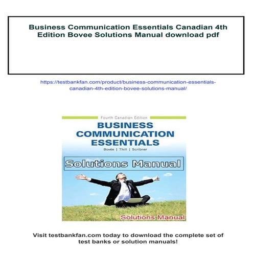 Business Communication Essentials Canadian 4th Edition Bovee Solutions ...