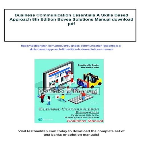 Business Communication Essentials A Skills Based Approach 8th Edition Bovee Solutions Manual | PDF