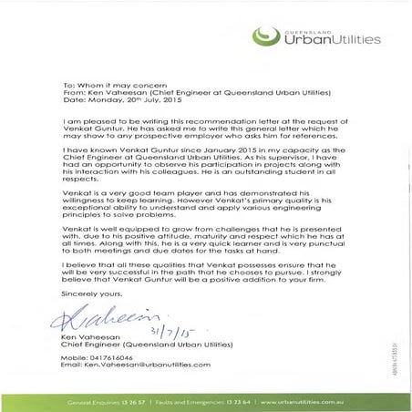 Venkat Guntur Reference letter (QUU) | PDF