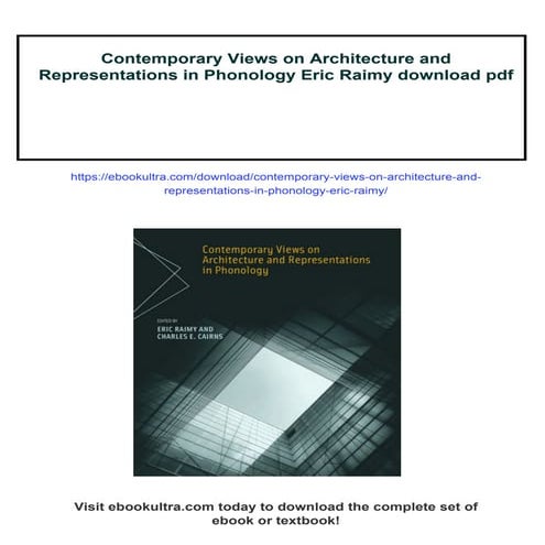 Contemporary Views on Architecture and Representations in Phonology ...