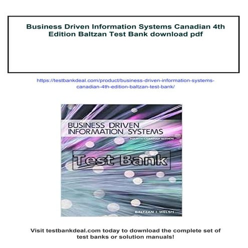 Business Driven Information Systems Canadian 4th Edition Baltzan Test ...