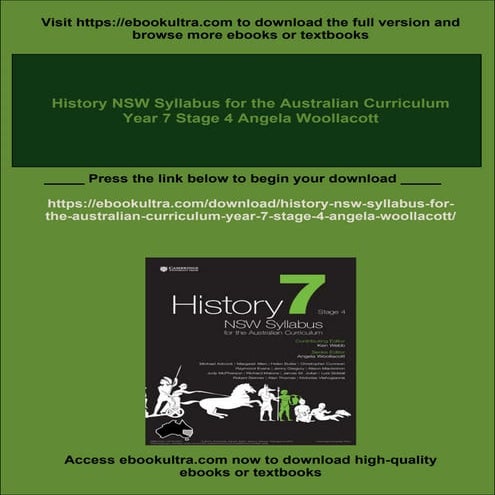 History NSW Syllabus for the Australian Curriculum Year 7 Stage 4 ...